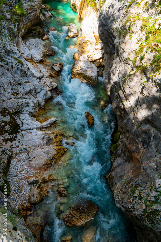 Velika Korita or Great canyon of Soca river, Bovec, Slovenia. Great ...