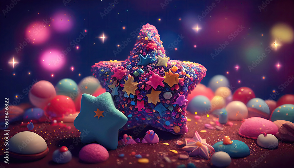 Tiny cute kawaii stars as fantasy wallpaper background (Generative AI ...