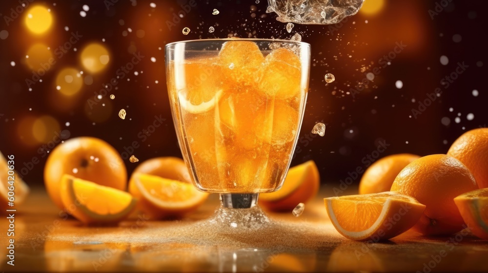 Photorealistic Illustration of a Glass of Fresh Orange Juice Brimming ...