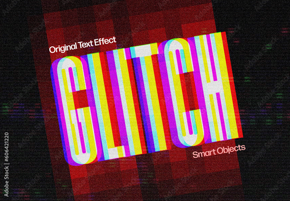 Glitch Text Effect Mockup Stock Template | Adobe Stock