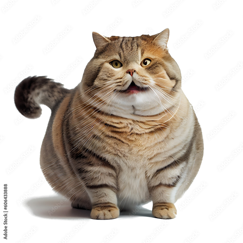 Cute fat cat on a transparent background (PNG). Generative AI Stock ...