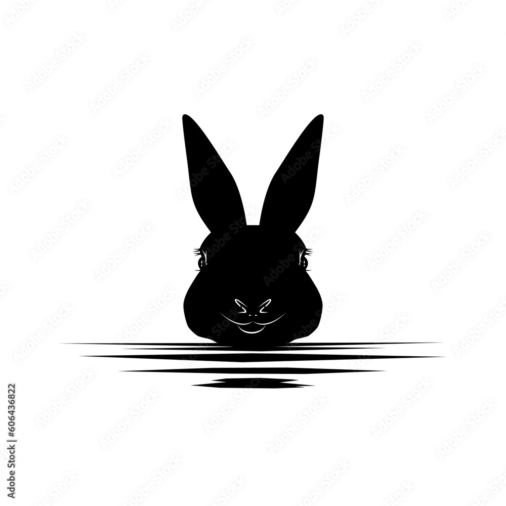 Bloody Rabbit Head Silhouette, Sign for Art Illustration, Book Cover ...