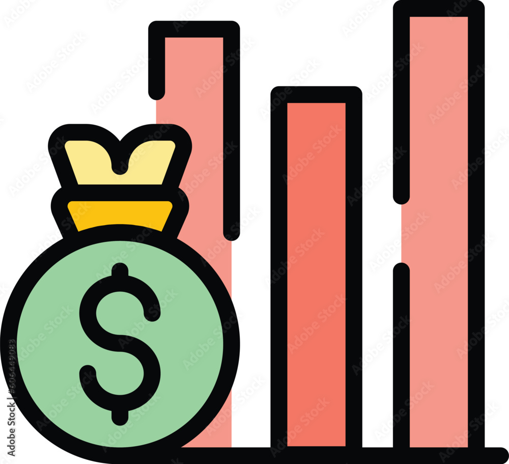 Money graph chart icon. Outline Money graph chart vector icon for web ...
