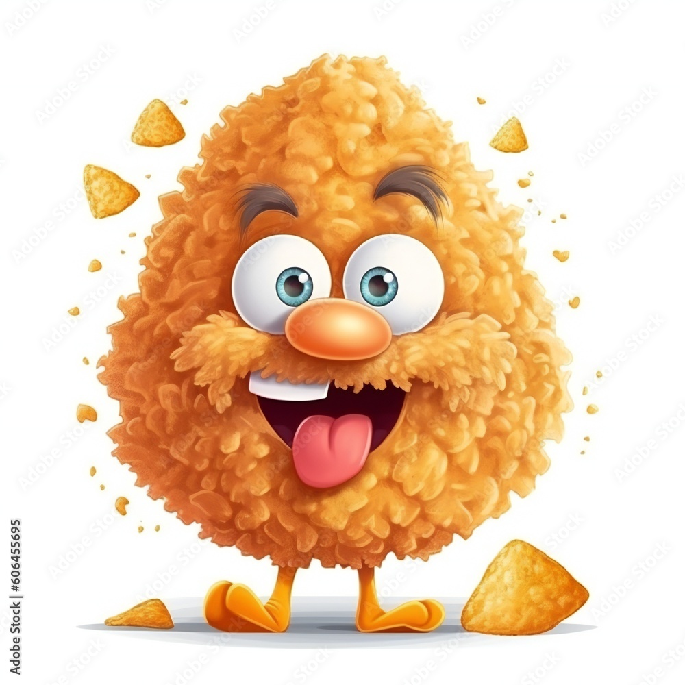 Cartoon Chicken Nugget Mascot on White Background Generative AI Stock ...
