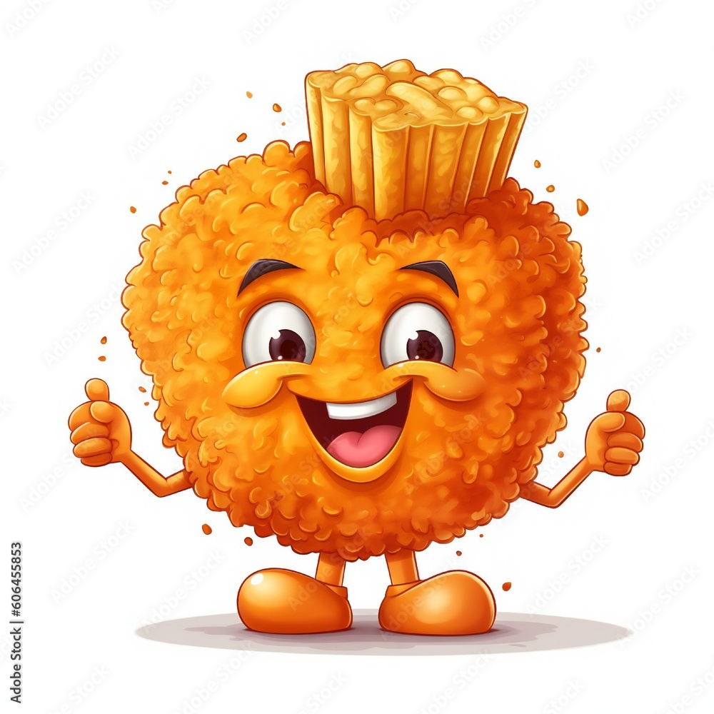 Cartoon Chicken Nugget Mascot on White Background Generative AI Stock ...