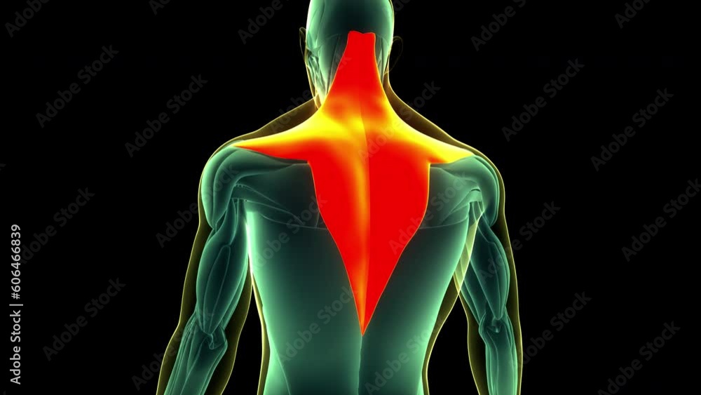 Human Muscular System Torso Muscles Trapezius Muscle Anatomy Animation ...