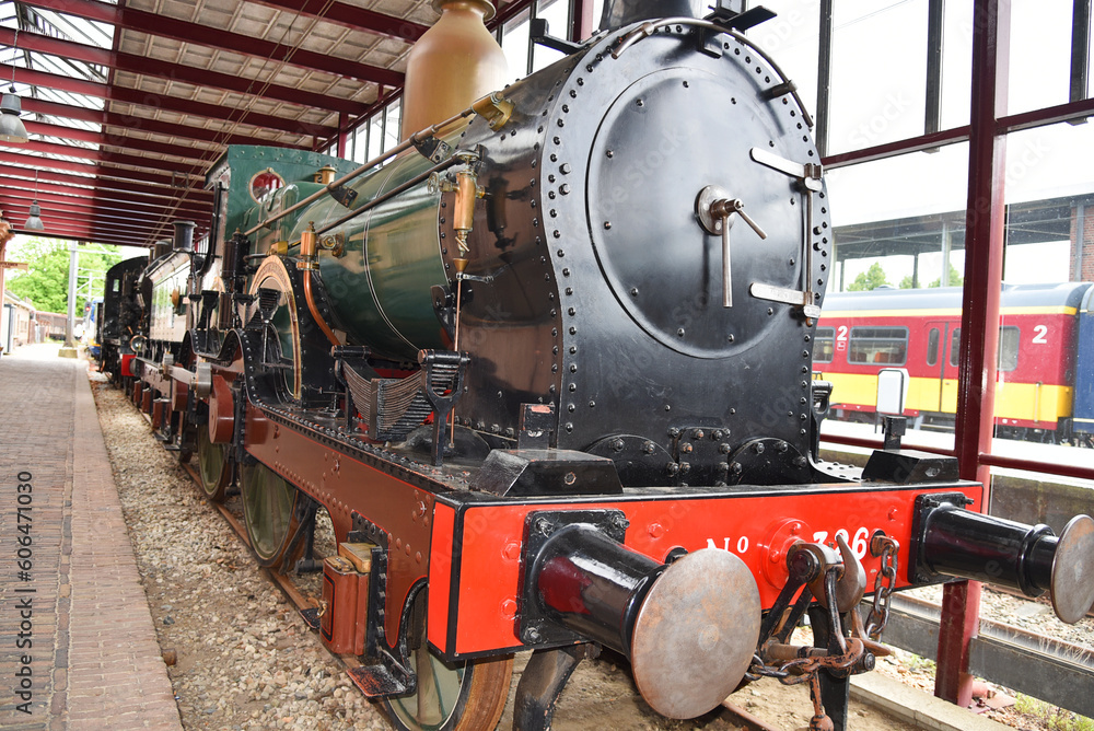 Utrecht, Netherlands. May 2023. Old steam locomotives at the Railway ...