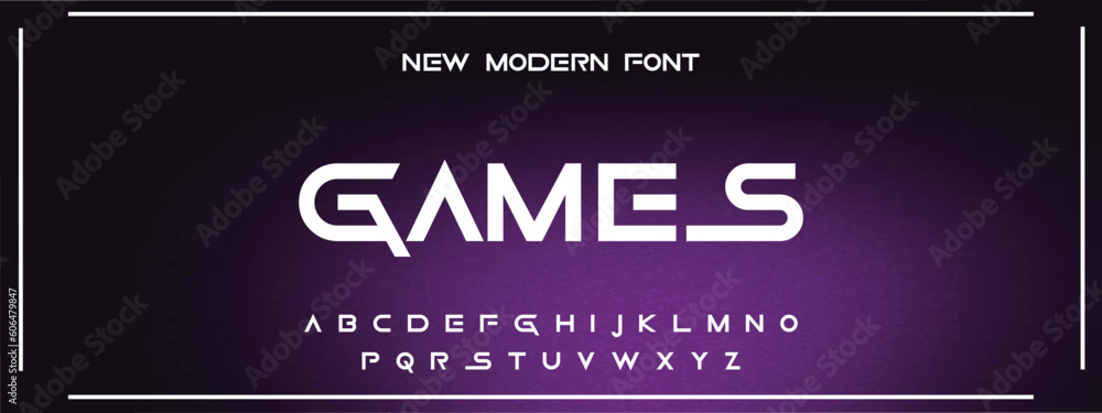 GAMES, font letter set. Luxury vector typeface for company. Modern ...