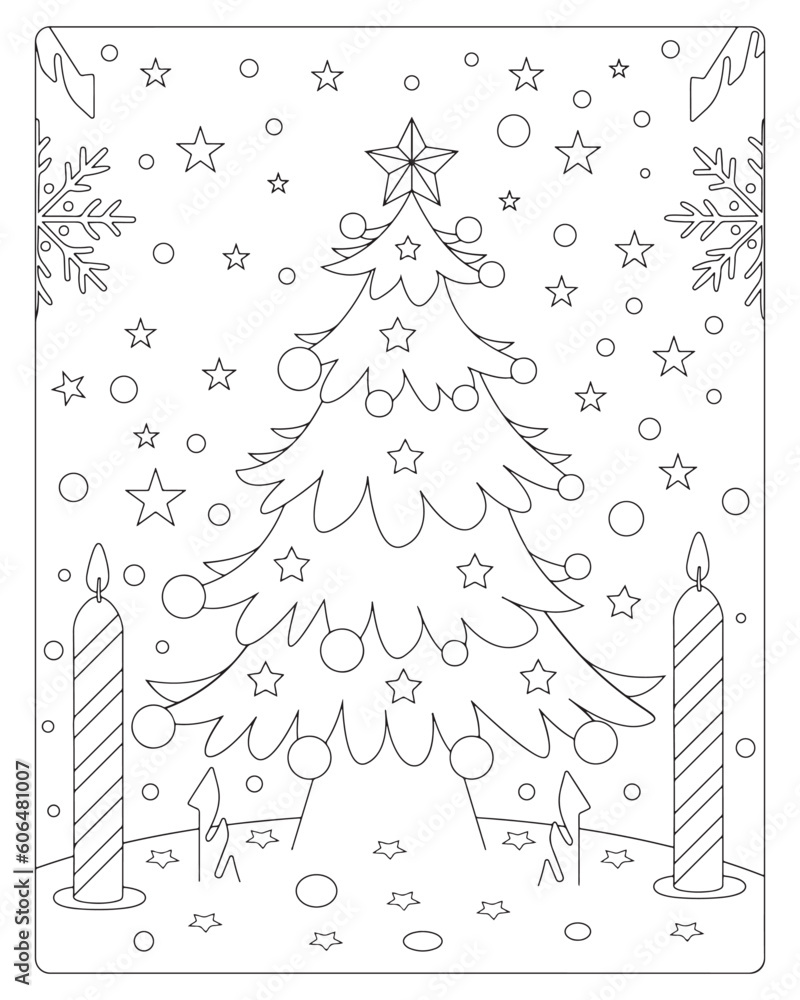 Christmas Coloring Pages, Christmas Vector, Christmas illustration ...