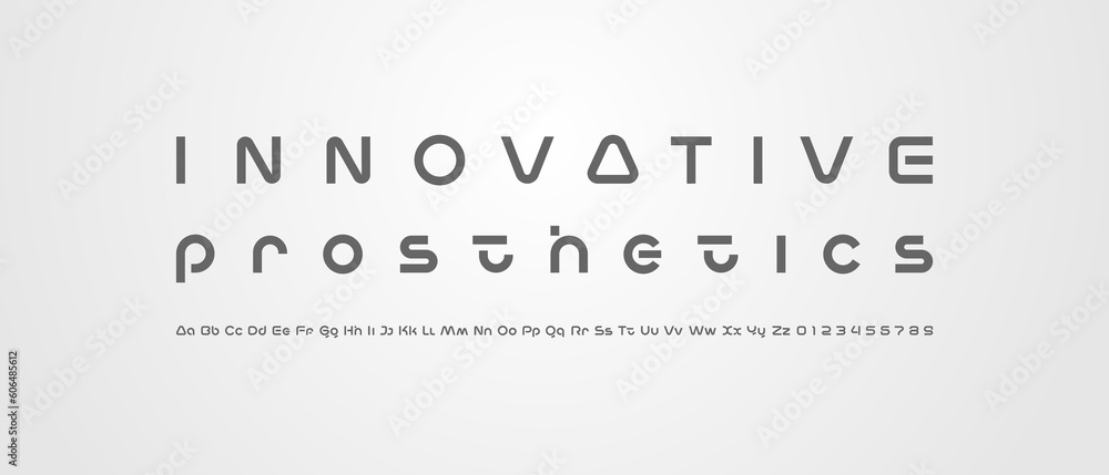 Virtual cyber font, digital alphabet made space future design ...