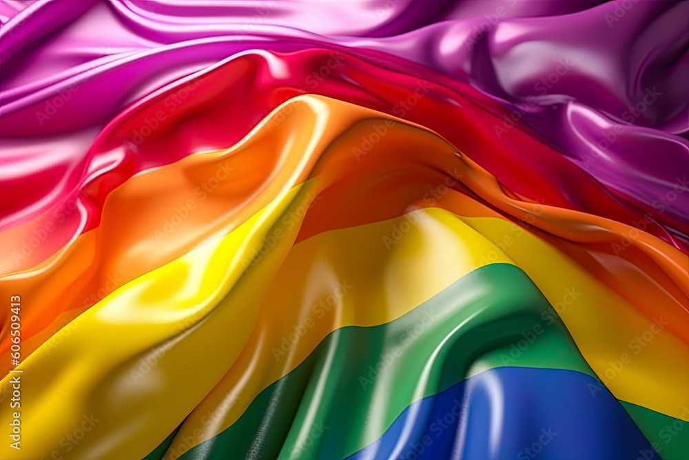 Fabric wavy colorful Rainbow LGBT pride flag background. Symbol of ...