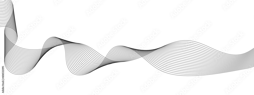 Abstract wavy grey technology lines on transparent background. Abstract ...