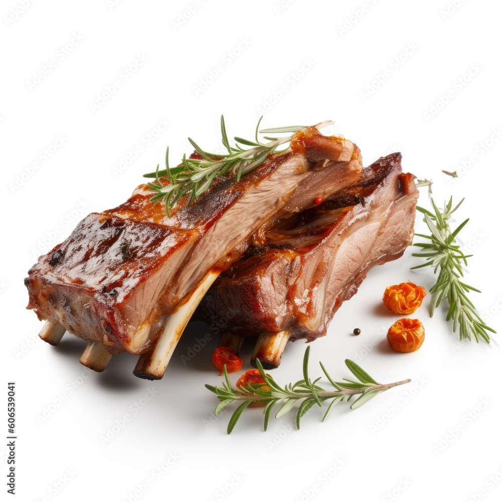 Pork ribs baby back spare ribs meat isolated on white background ...