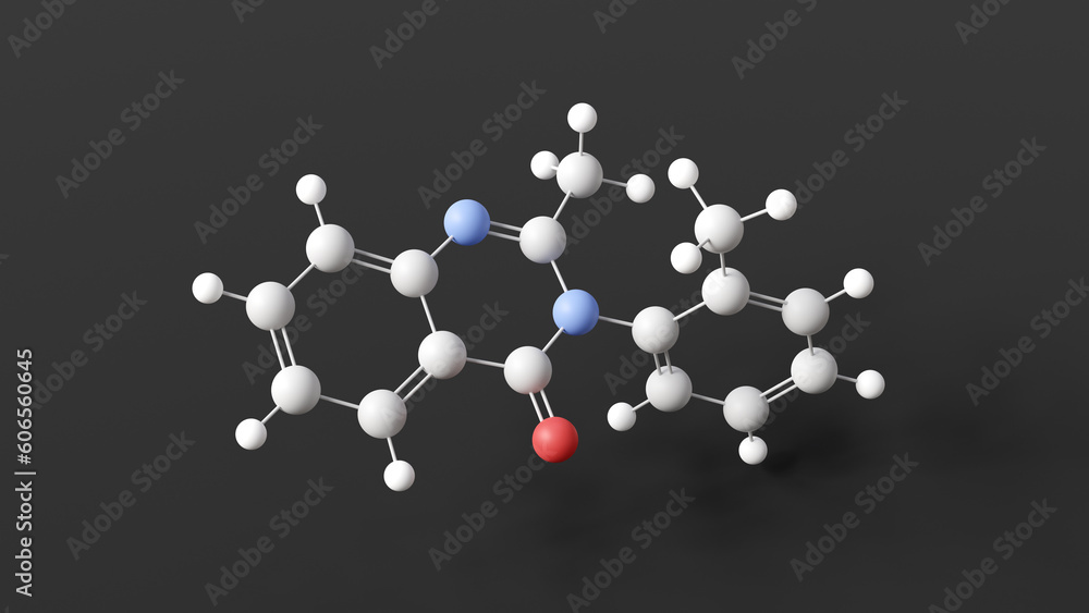 methaqualone molecule, molecular structure, quaalude, ball and stick 3d ...