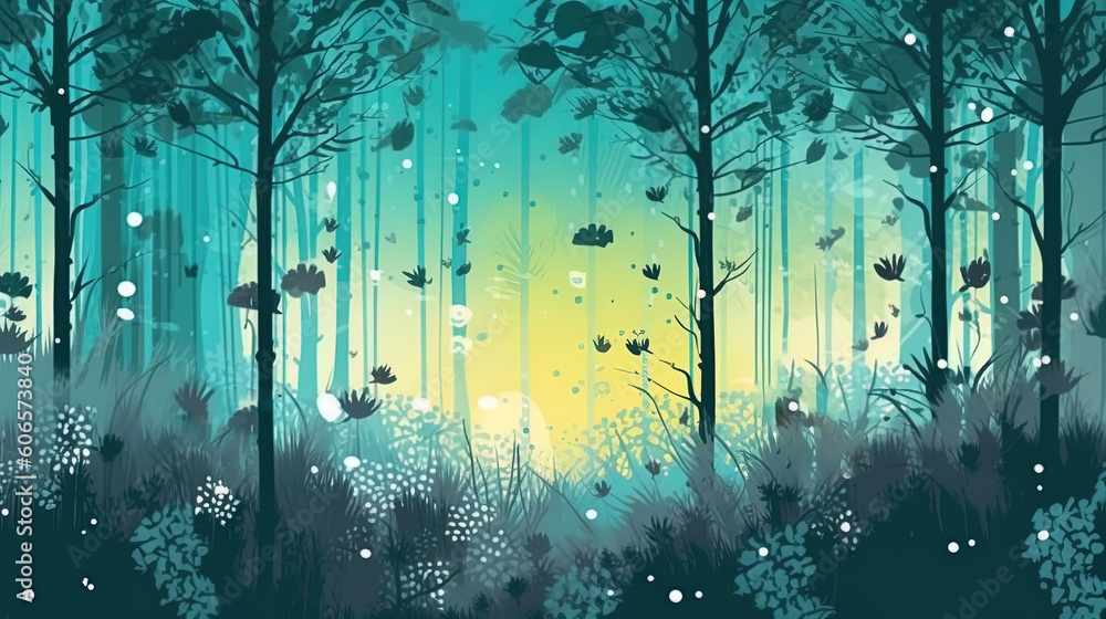 illustrated birds in the forest , with abstract background, Wallpaper ...