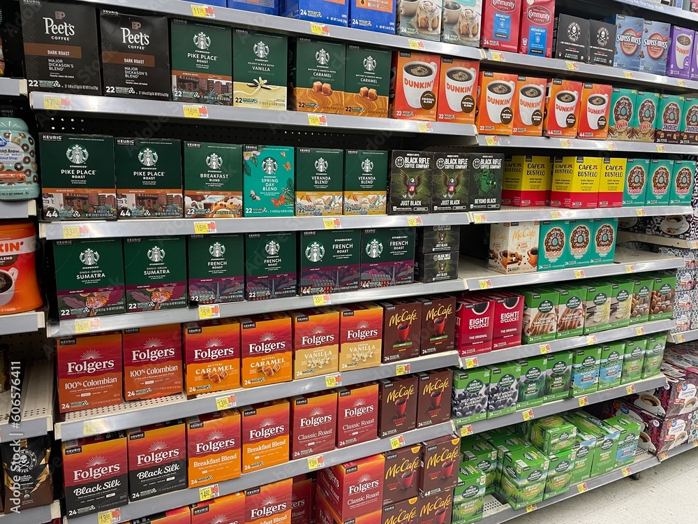 Walmart supercenter store Starbucks Folgers k cups side view Stock ...