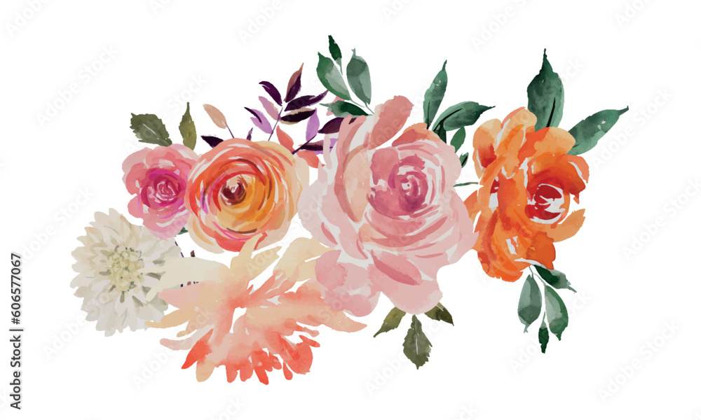 vector watercolor flower, watercolor flowers vectors and illustration ...