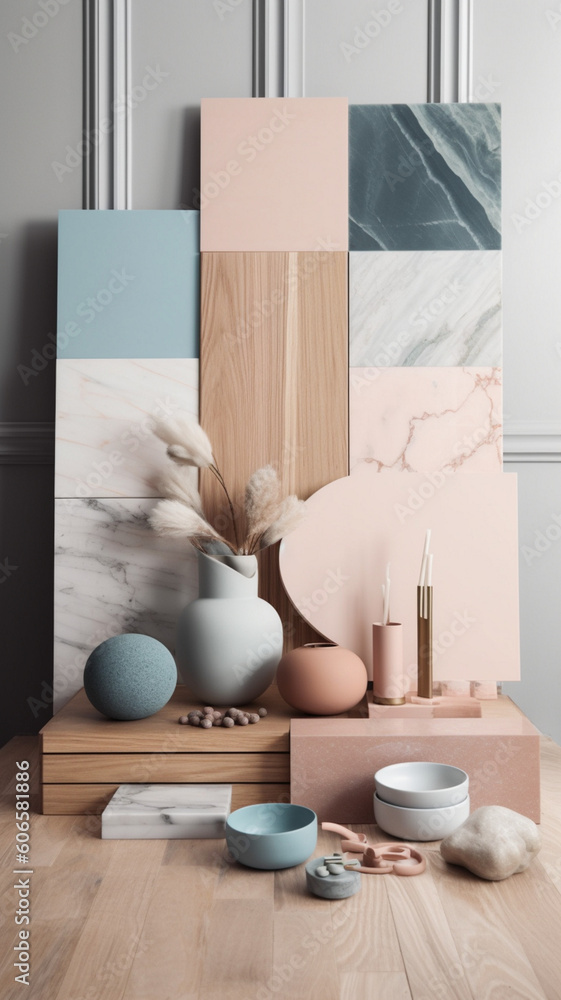 Generative ai, generative, ai, moodboard, concept board, green, wood ...