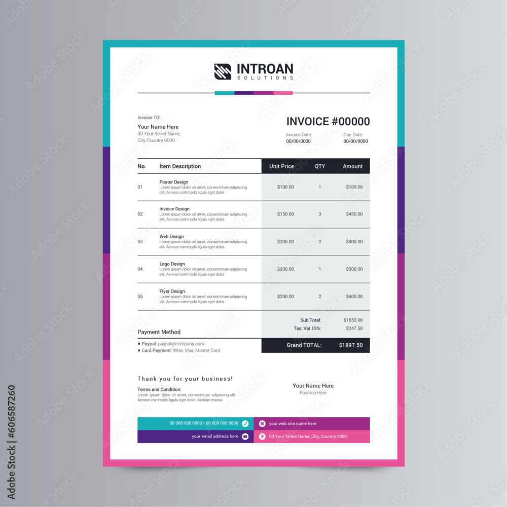 Invoice Template, Modern and Professional Invoice, Business Invoice ...