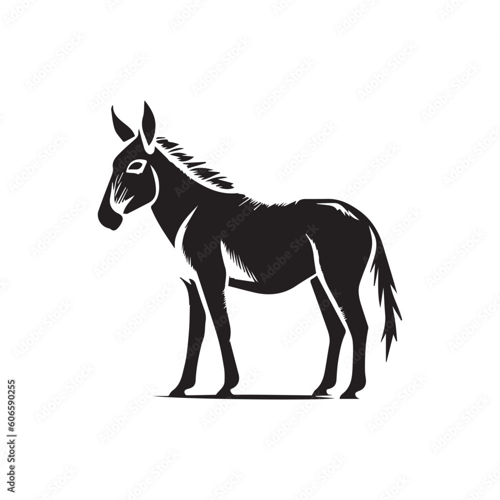 Donkey vector logo - black and white . Abstract drawing Vector ...