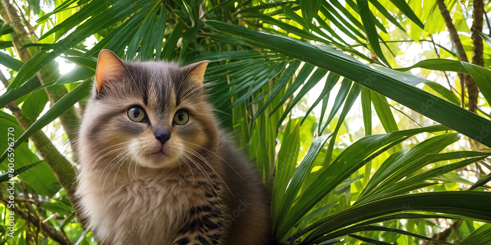 Predatory beast in jungle on a sunny day. Beautiful tropical rainforest ...