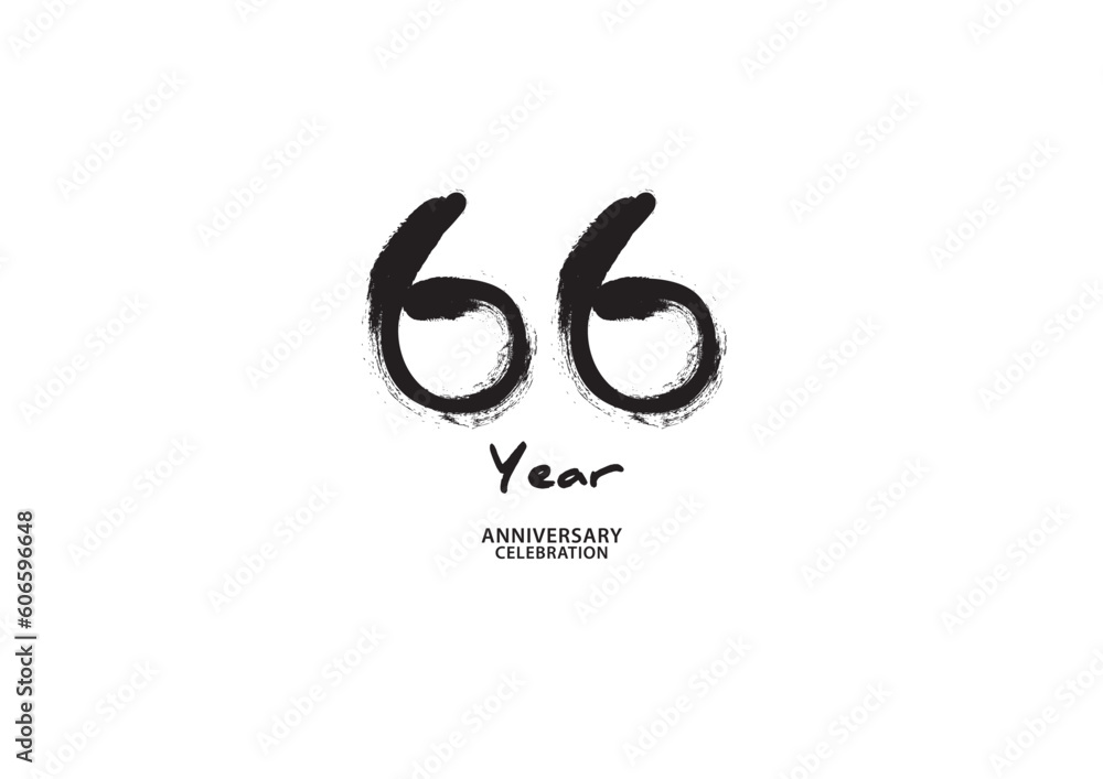 66 year anniversary celebration logotype on white background for poster ...