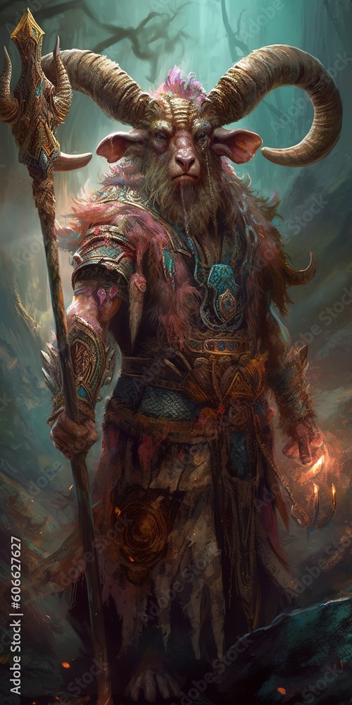 ram warrior big horns holding man armor horned and headdress ultra ...