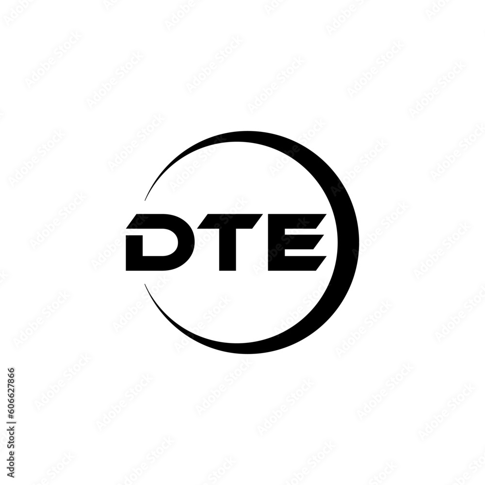 DTE letter logo design with white background in illustrator, cube logo ...