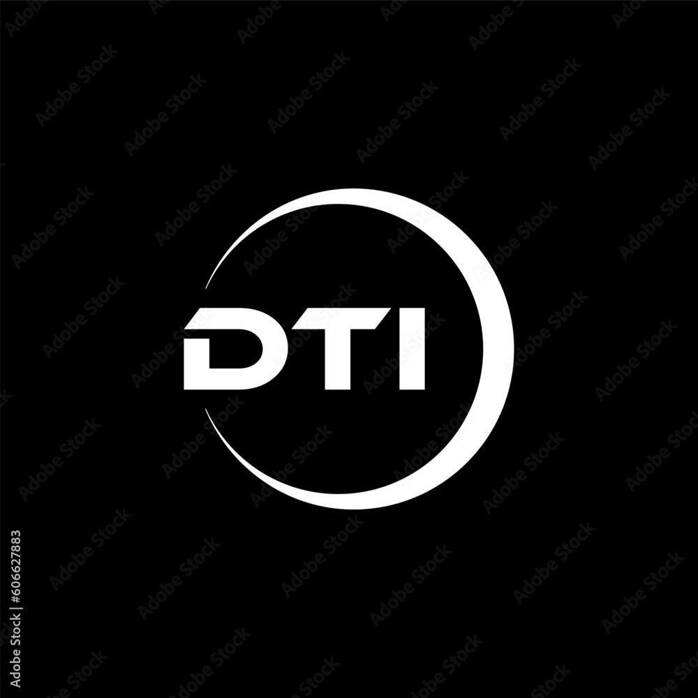 DTI letter logo design with black background in illustrator, cube logo ...