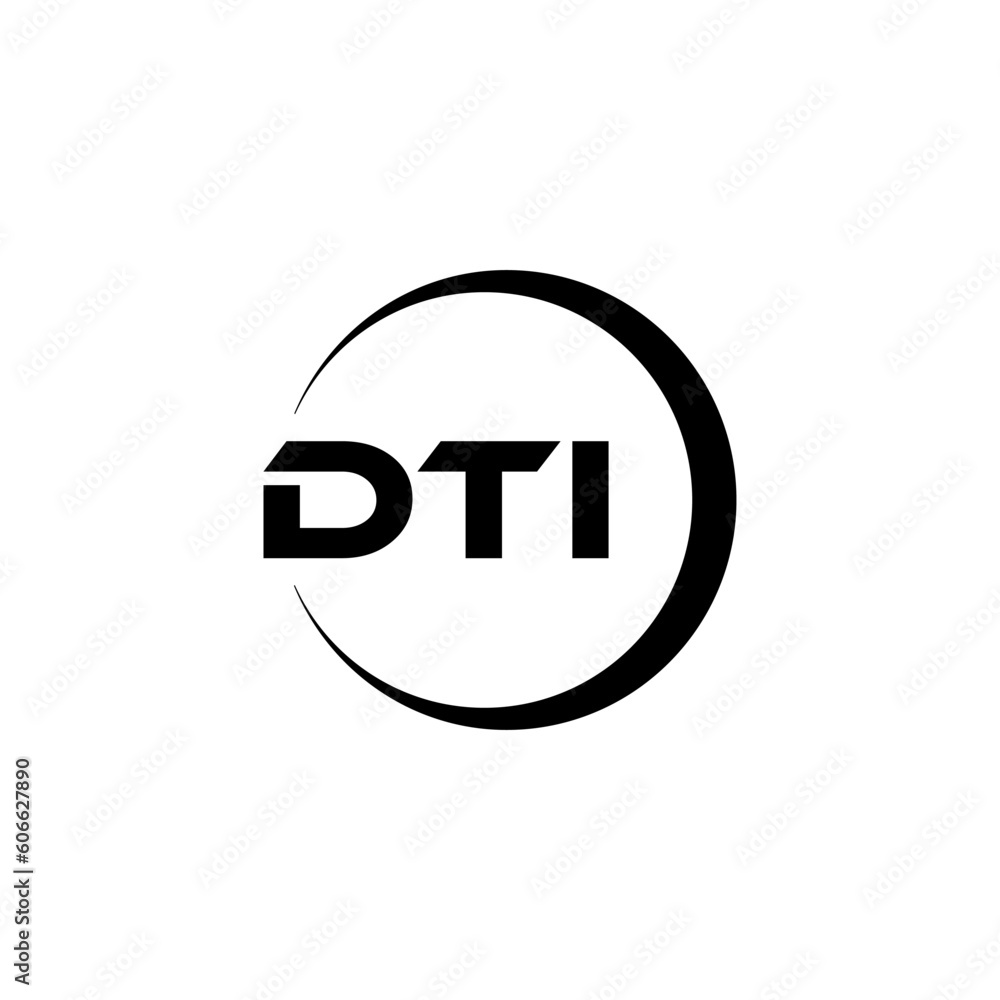 DTI letter logo design with white background in illustrator, cube logo ...