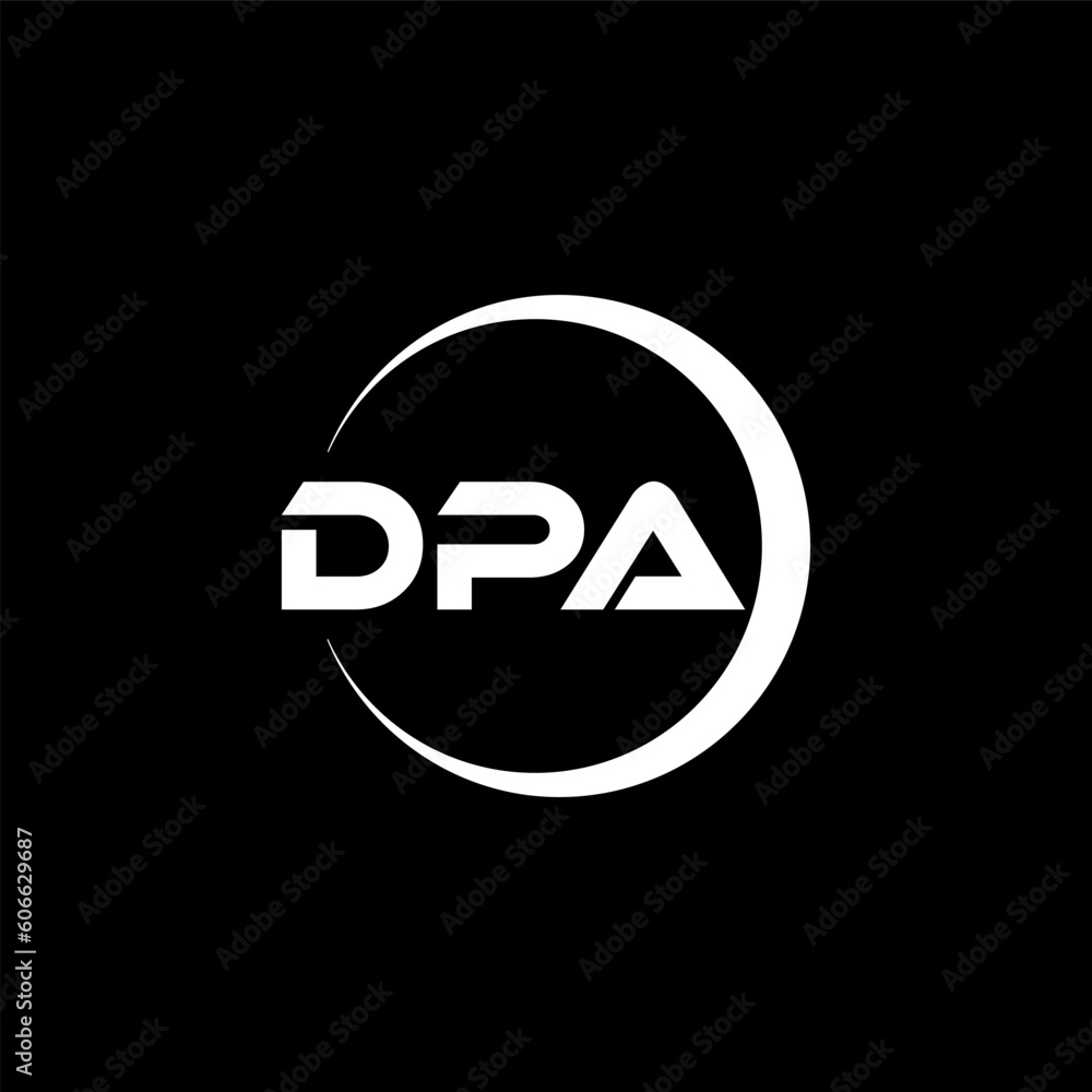 DPA letter logo design with black background in illustrator, cube logo ...