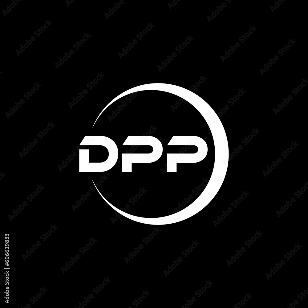 DPP letter logo design with black background in illustrator, cube logo ...