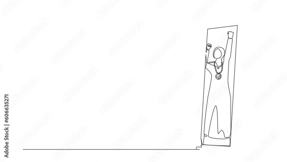 Vidéo Stock Self drawing animation of single line draw narcissistic ...