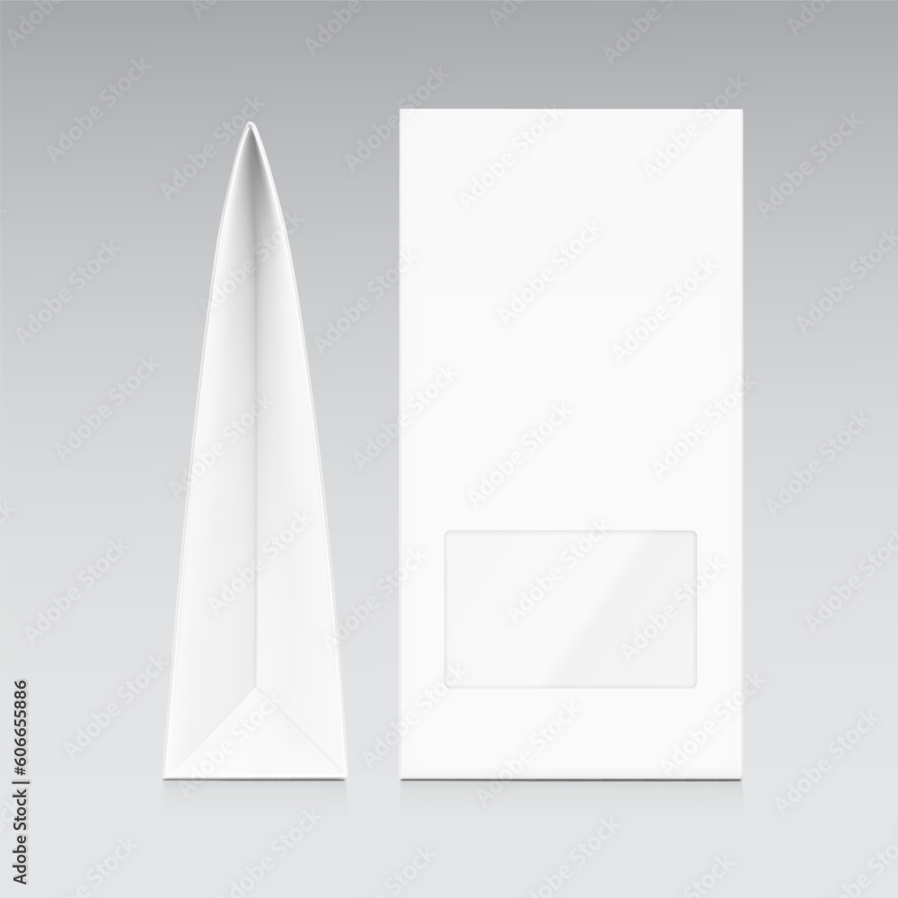 Realistic triangular cardboard box mockup. Vector illustration isolated ...