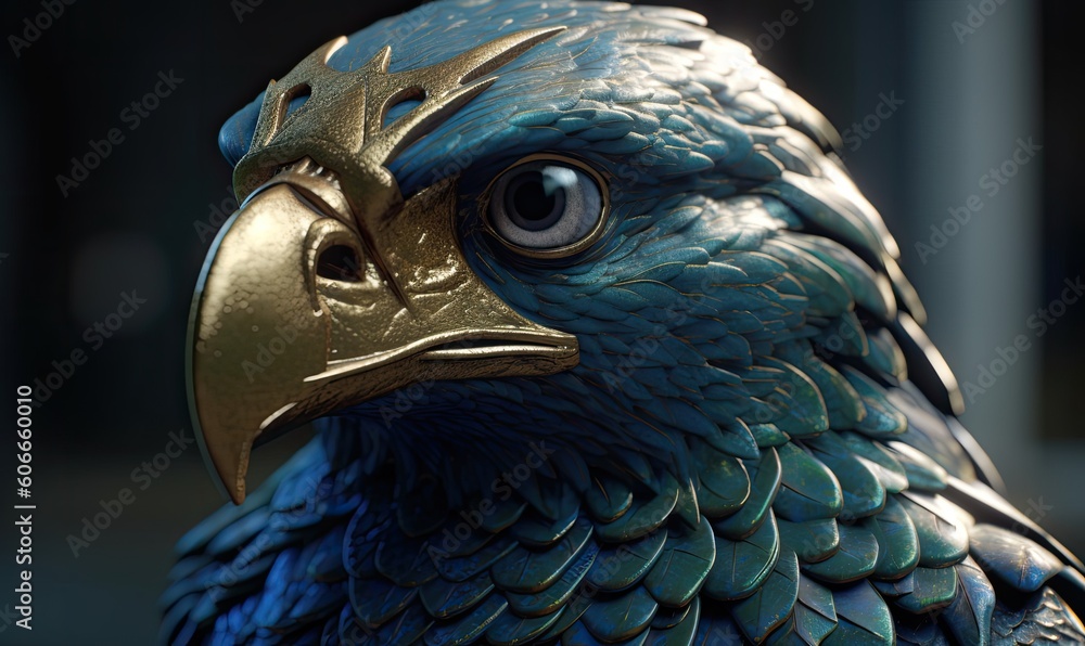 The majestic anthropomorphic eagle stands tall, adorned in formidable ...