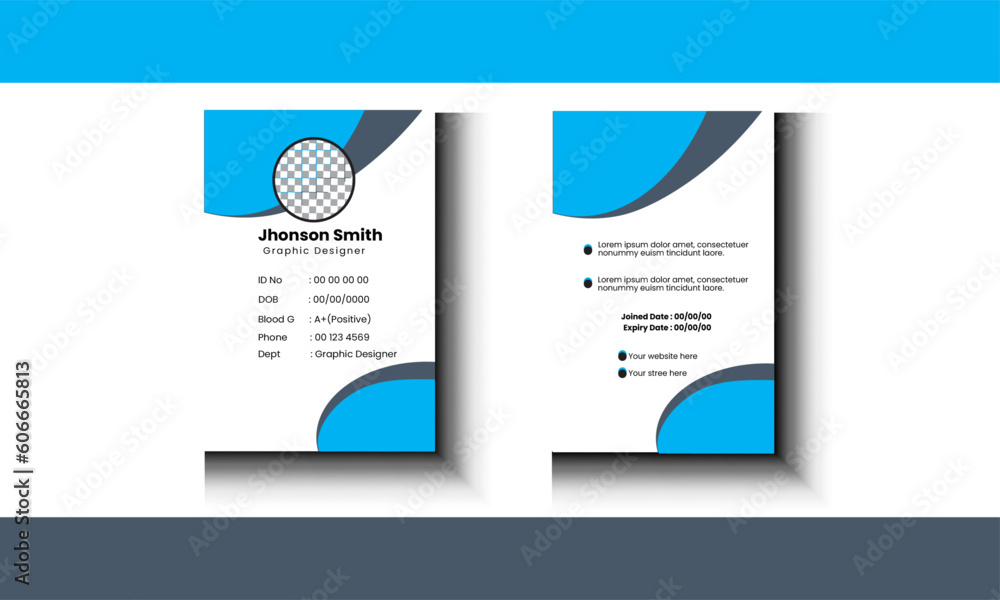 Abstract Geometric Blue Id Card Design, Professional Identity Card ...