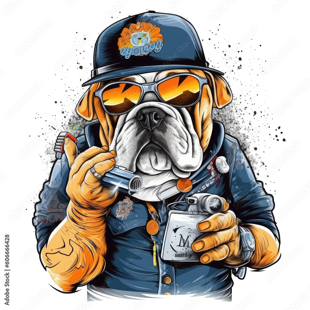 Police officer English Bulldog t-shirt design, An English Bulldog ...