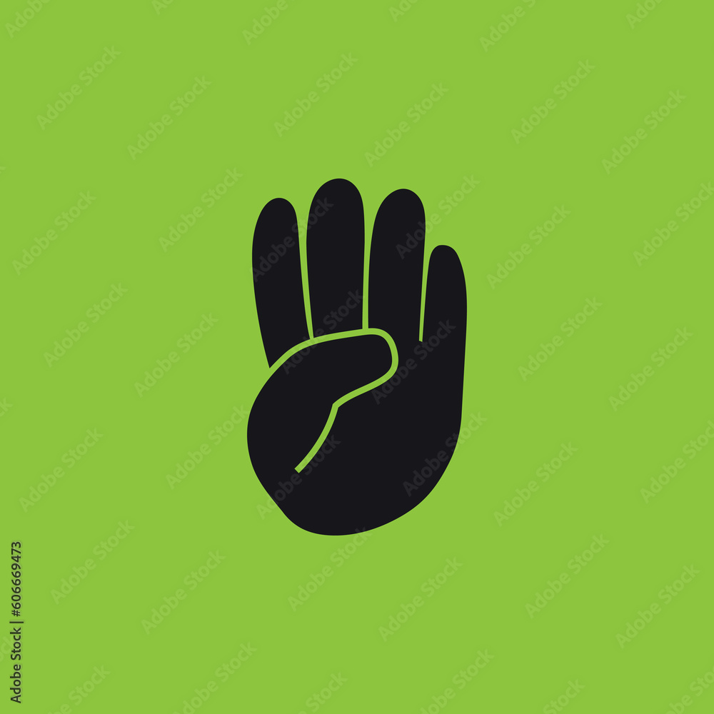 Four Finger Hand Sign. Cartoon Style. - vector Stock Vector | Adobe Stock