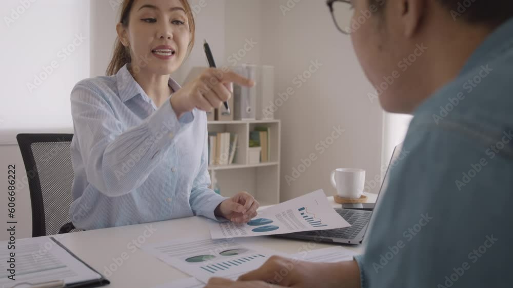 Bad female CEO boss work argue point face stress yelling anger hate ...