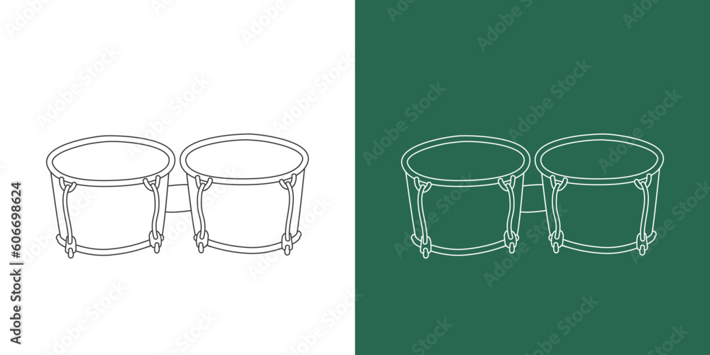 Bongo drum line drawing cartoon style. Percussion instrument bongo drum ...