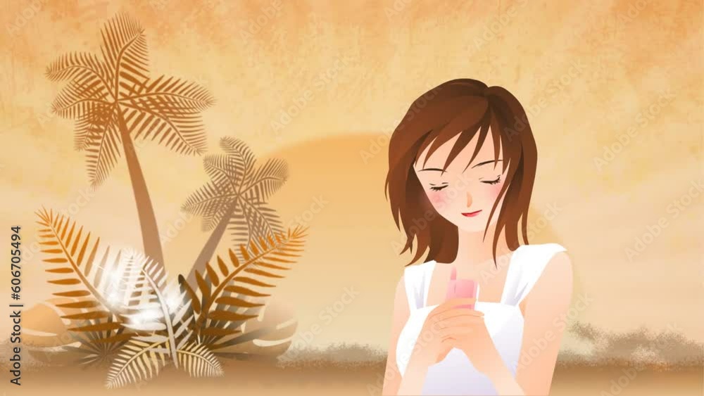 beautiful cartoon girl 2d animation, background and 4k resolution, girl ...