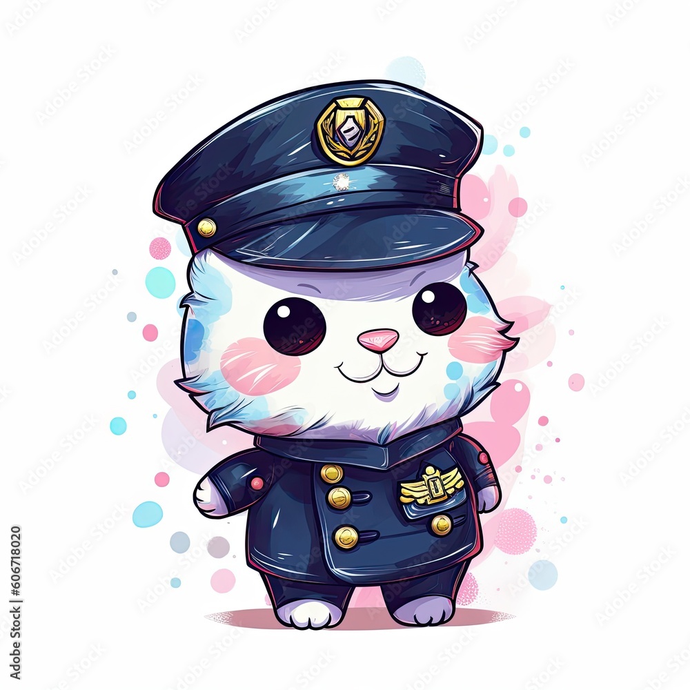 Kitten police cartoon design collection. Cute kitten police cartoon ...