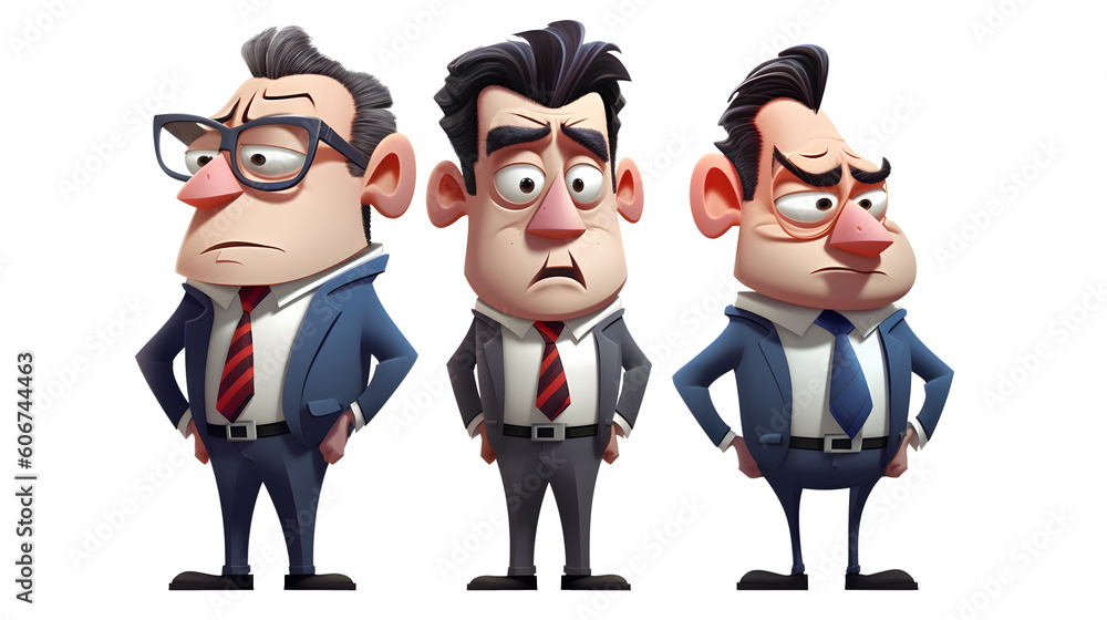 Three Cartoon Business Men - Vibrant Characters Isolated on transparent ...