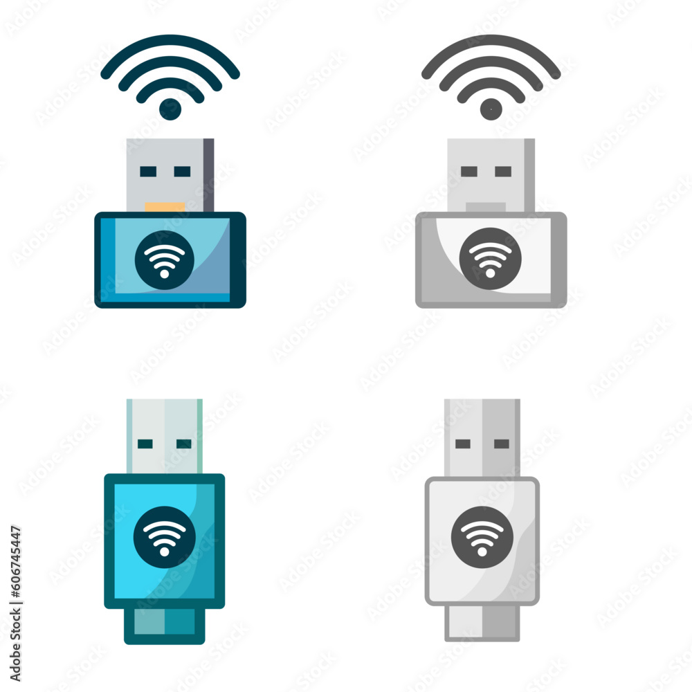 USB WiFi adapter in different colors and types cliparts vector graphic ...
