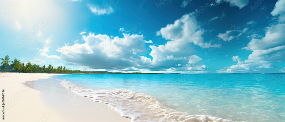 Beautiful background image of tropical beach. Bright summer sun over ...