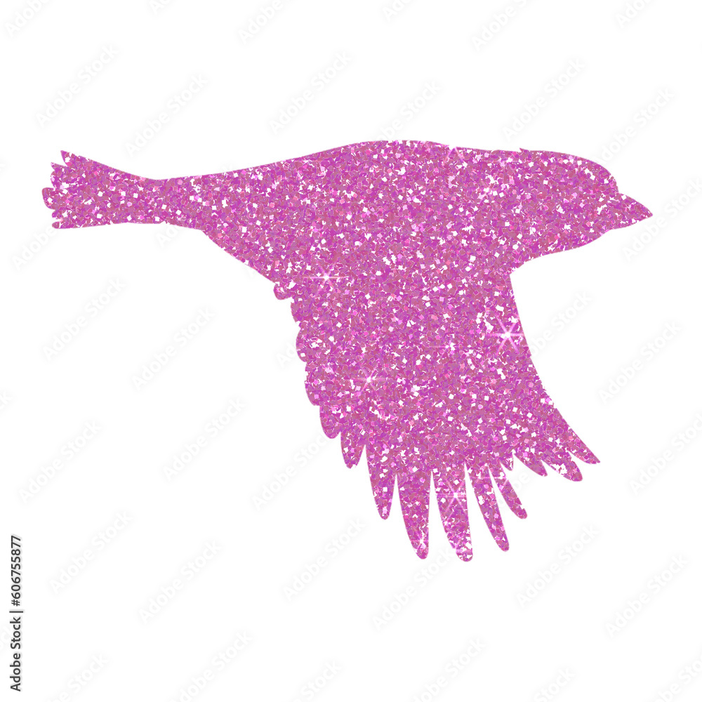 Pink glitter bird silhouette on transparent background.Bird icon ...