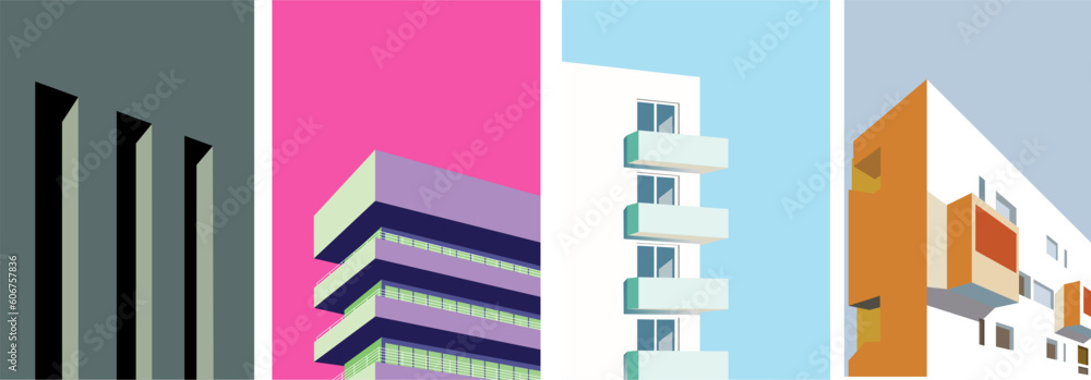 Set of abstract background. Vector building. Contemporary geometry ...