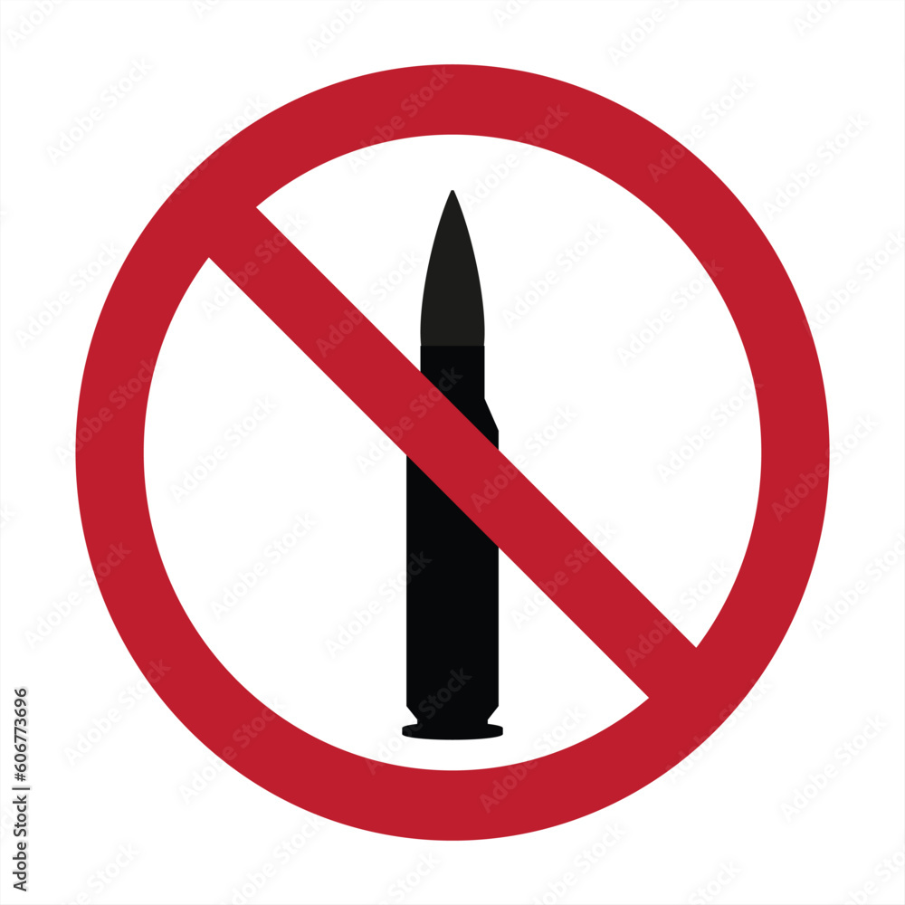 Vector silhouette of no cartridge sign on white background. Prohibition ...