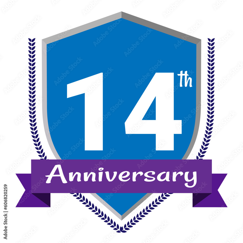 14th Anniversary. Anniversary sign collection isolated on white ...