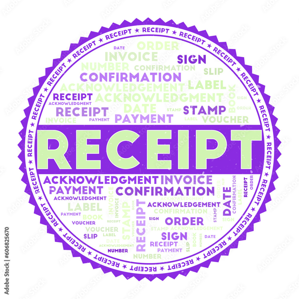 RECEIPT word image. Receipt concept with word clouds and round text ...